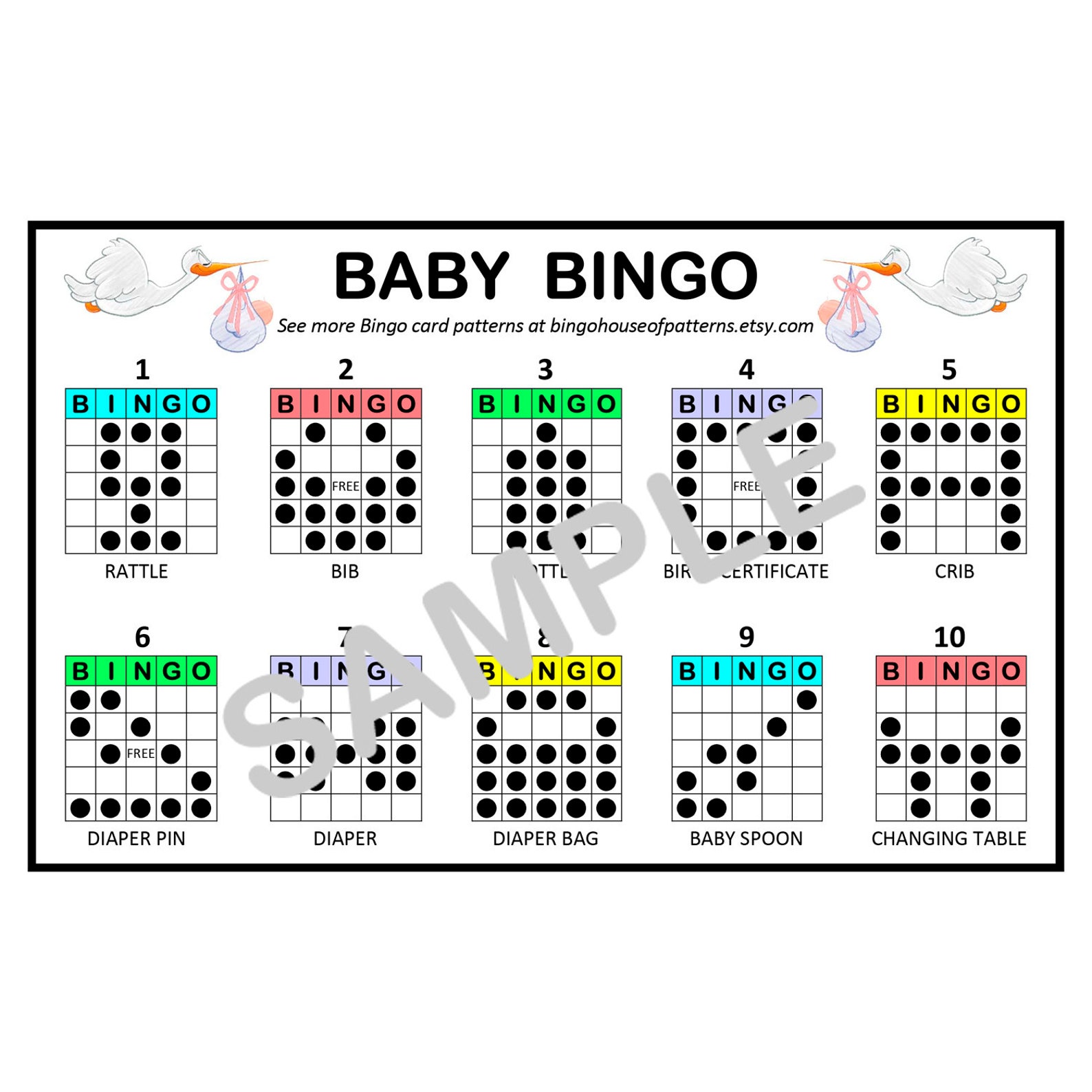 Baby Shower BINGO Card Patterns for Really Fun BINGO Games - Bingo ...
