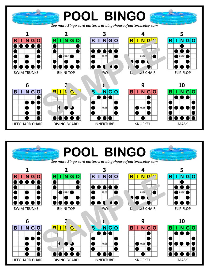 Pool BINGO Card Patterns for Really Fun BINGO Games - Bingo Cards - Etsy