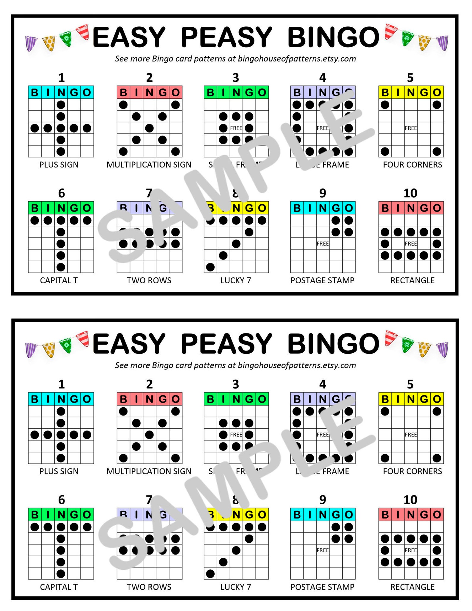 Easy Peasy BINGO Card Patterns for Really Fun BINGO Games - Bingo Cards ...