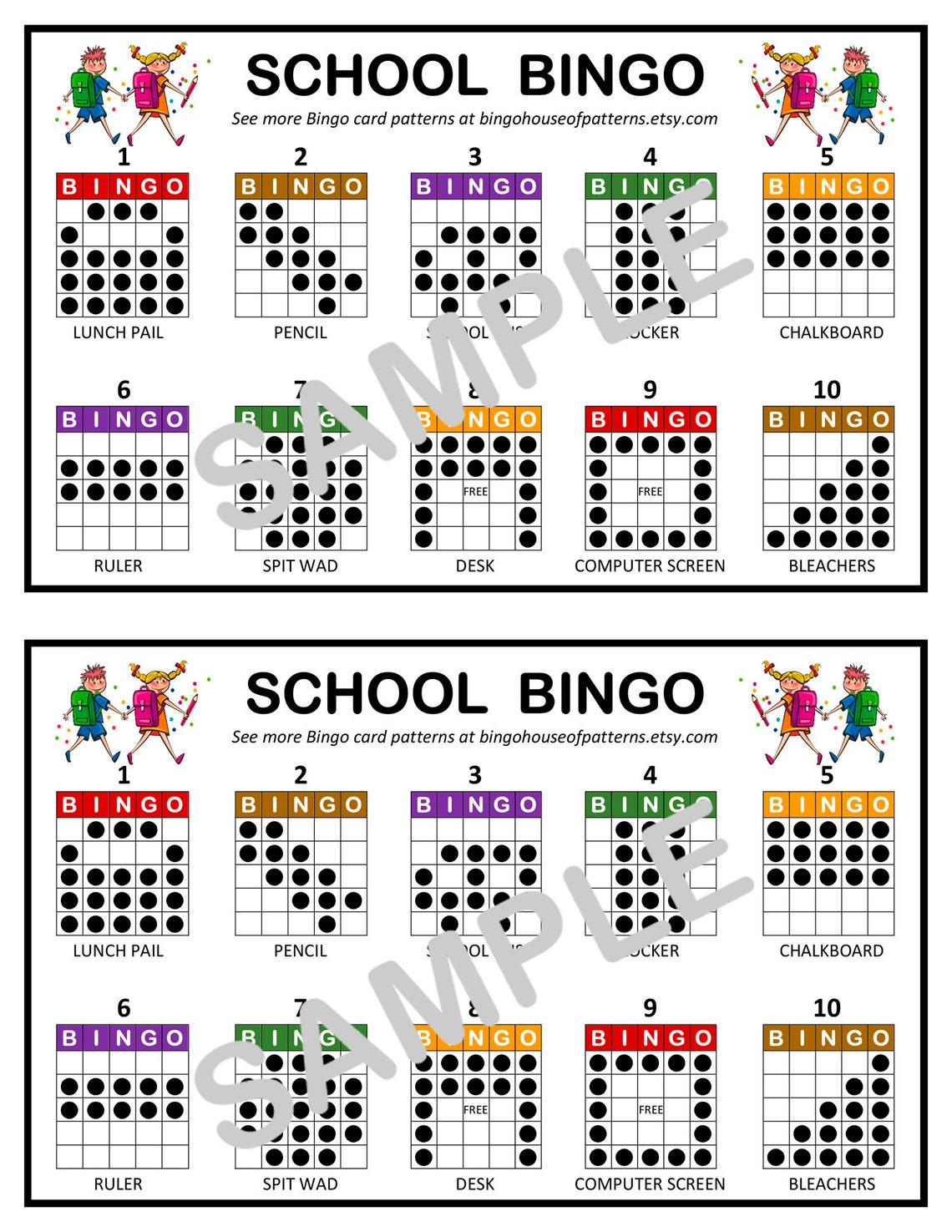 Collection "special Times" BINGO Card Patterns for Really Fun BINGO ...