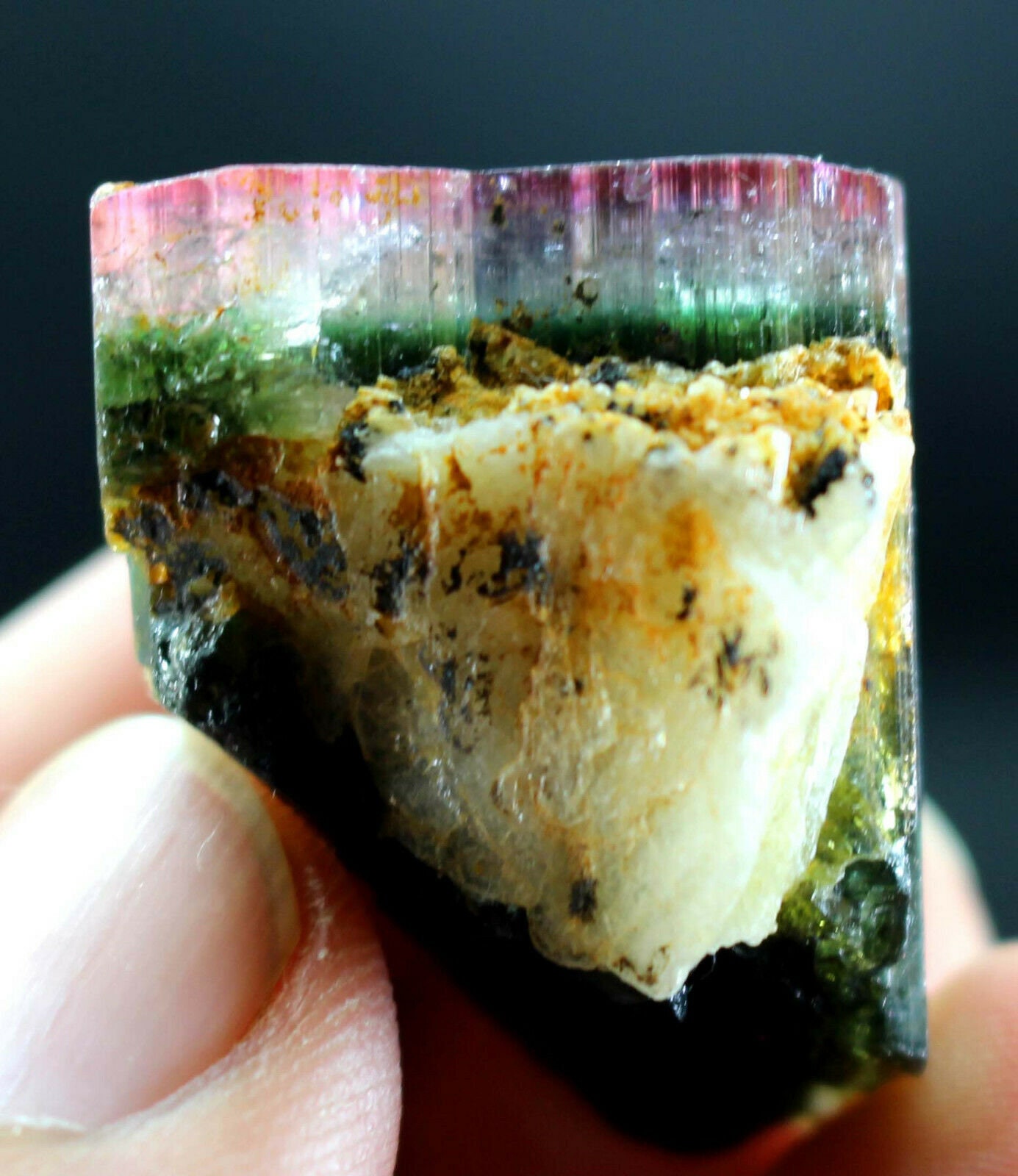 110 CT Terminated Natural Tri Color Pink Cap Paprok TOURMALINE - Etsy