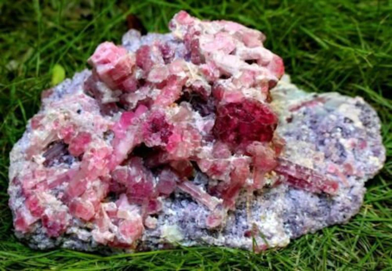 1486 Gram Ruby Lite Pink Natural Tourmaline Crystals Bunch With Pink ...