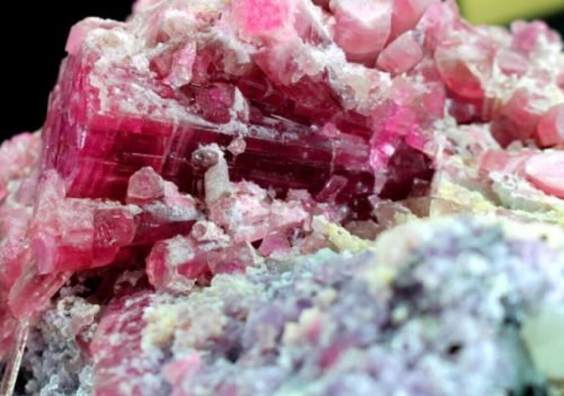 1486 Gram Ruby Lite Pink Natural Tourmaline Crystals Bunch With Pink ...