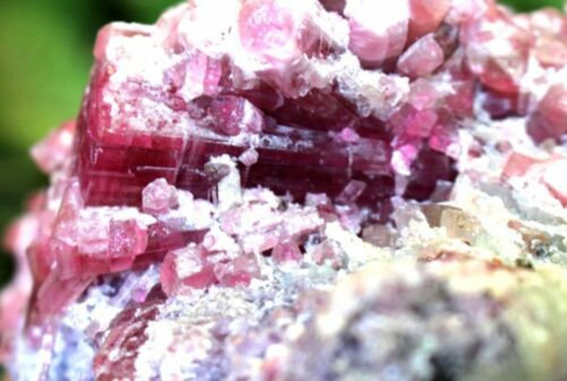 1486 Gram Ruby Lite Pink Natural Tourmaline Crystals Bunch With Pink ...