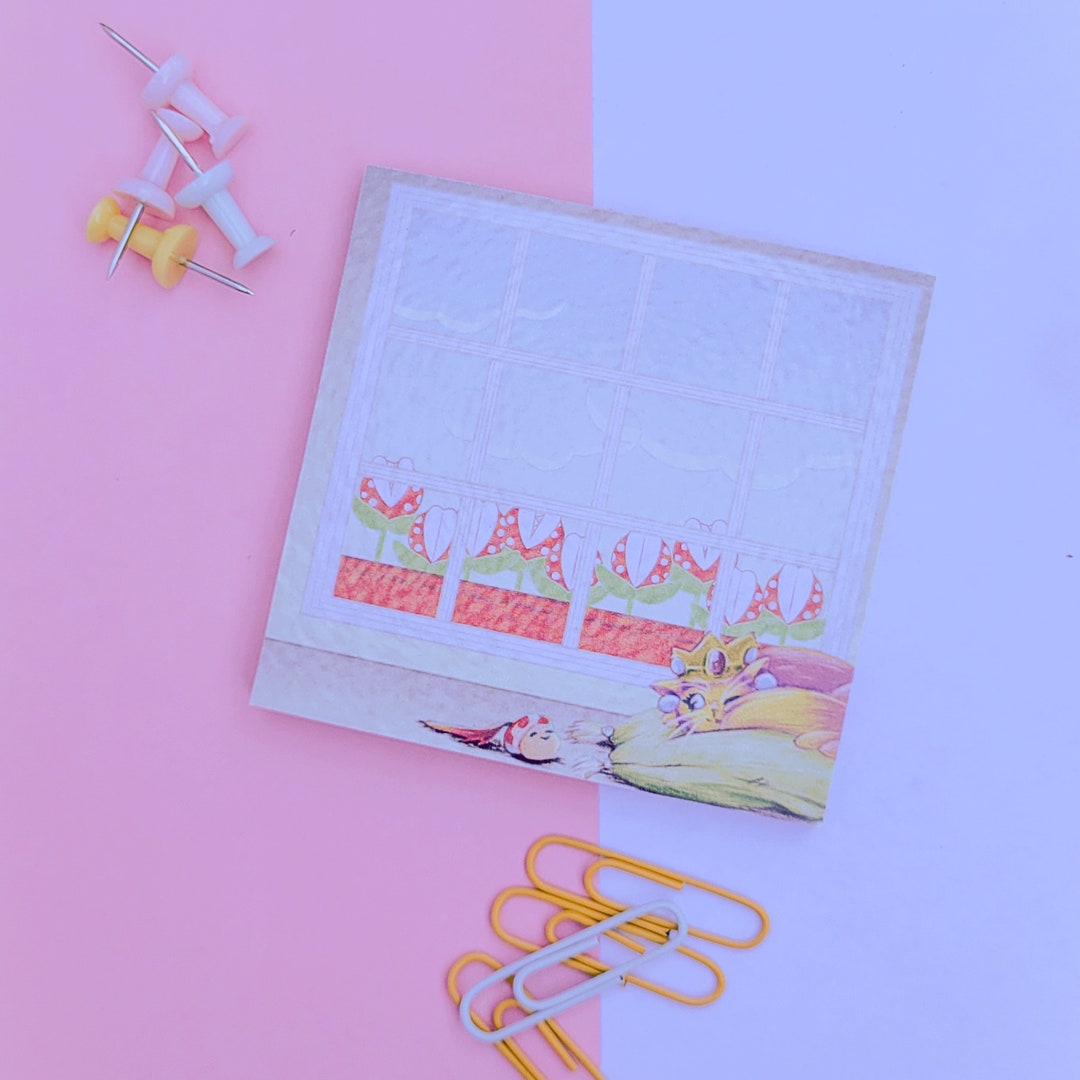Cute Cat Sticky Notes Peaches Meow-io Sticky Note Memo Pad Super Mario ...