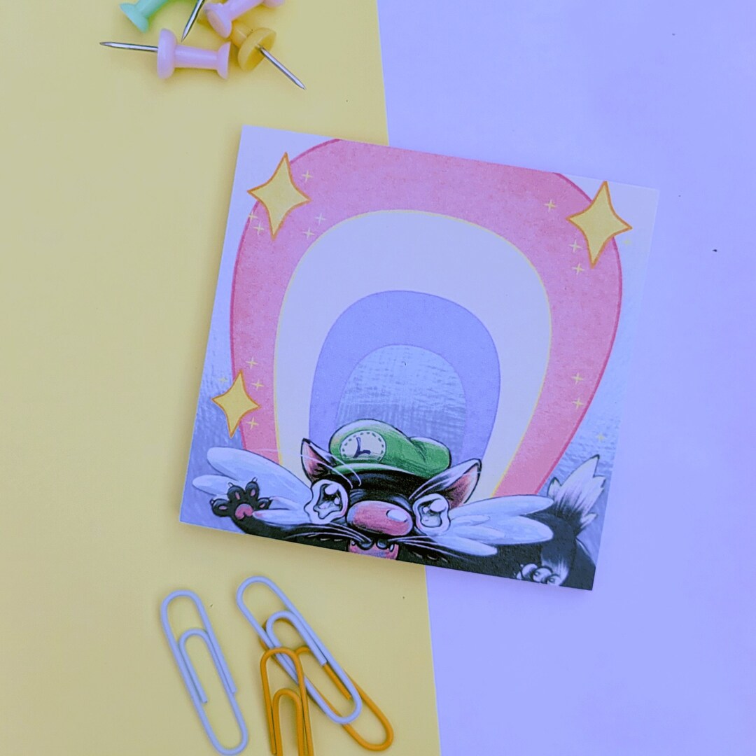 Cute Cat Sticky Notes Luigi Meow-io Sticky Note Memo Pad Super Mario ...