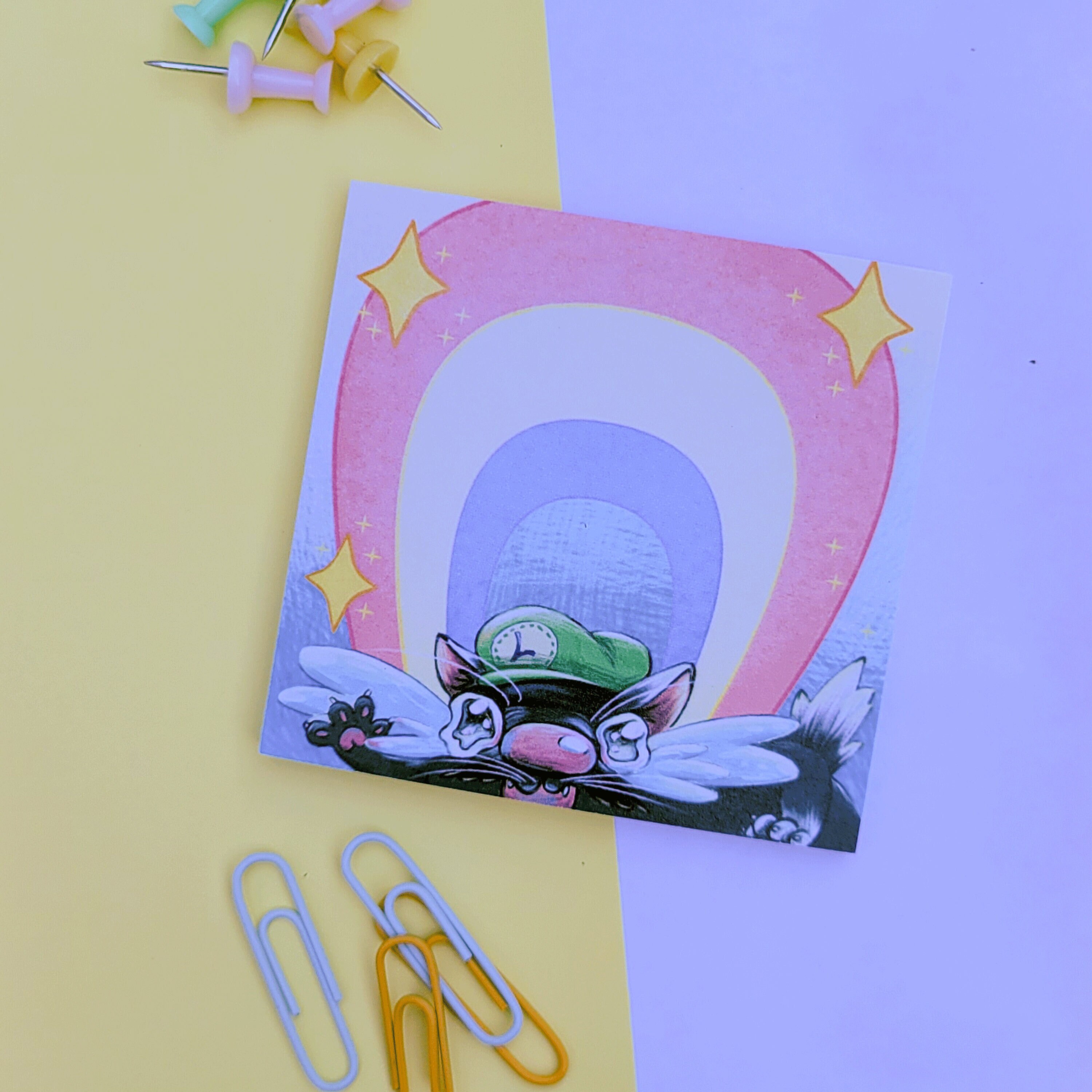 Cute Cat Sticky Notes Luigi Meow-io Sticky Note Memo Pad Super Mario ...