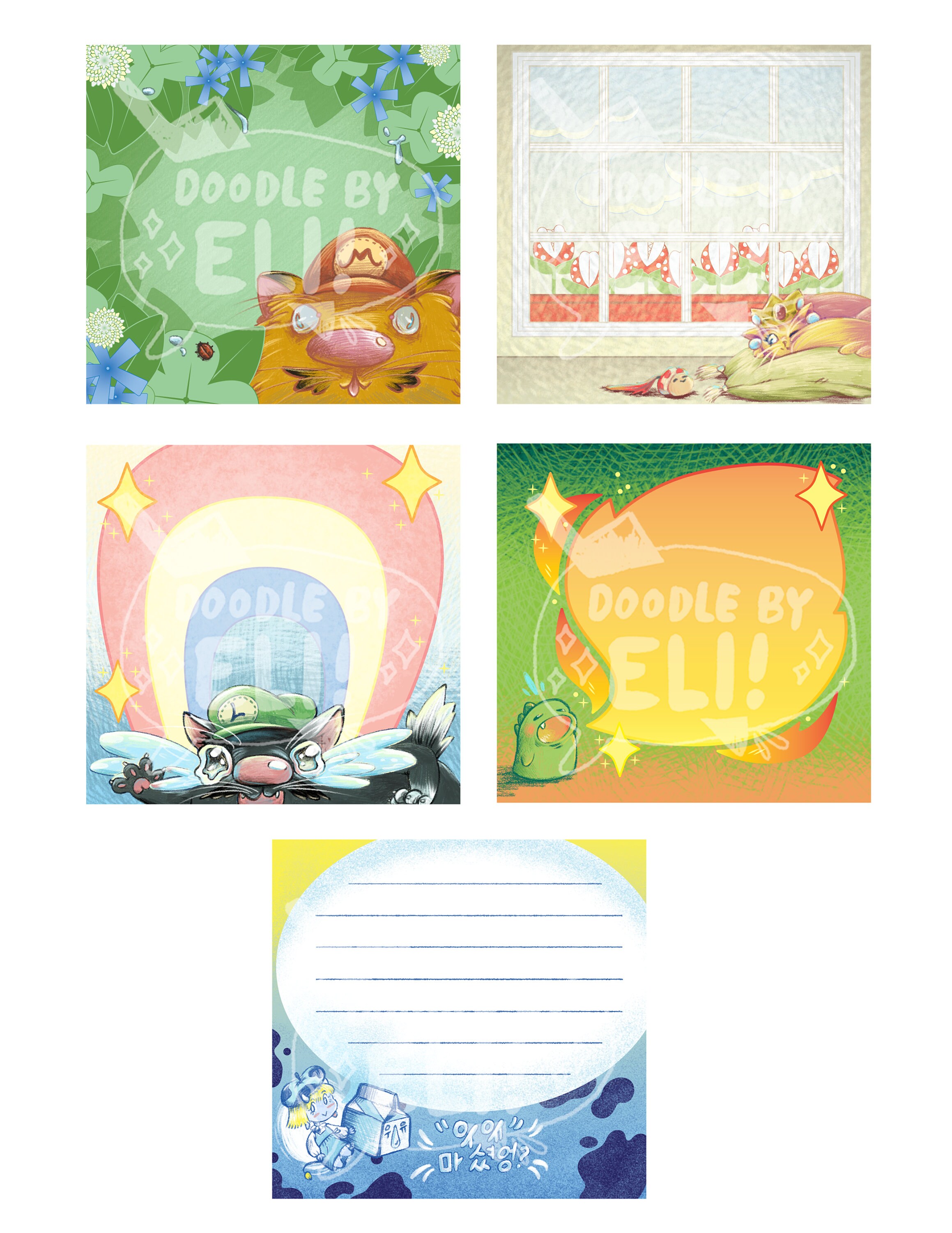 Cute Cat Sticky Notes! | Luigi | Meow-io Sticky Note | Memo Pad | Super ...