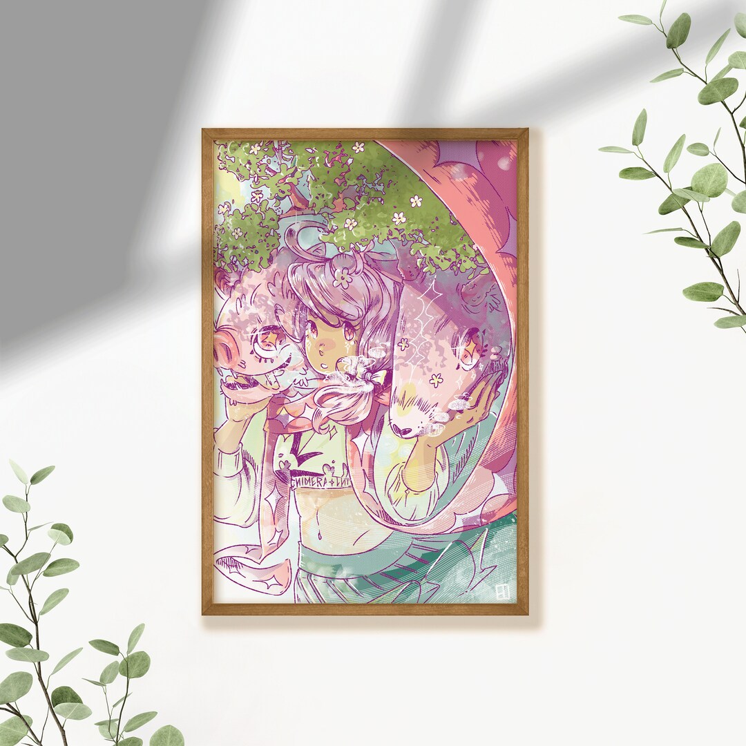 Cute Chimera Girls Illustration | Spring Demons | Artist Print | Poster ...