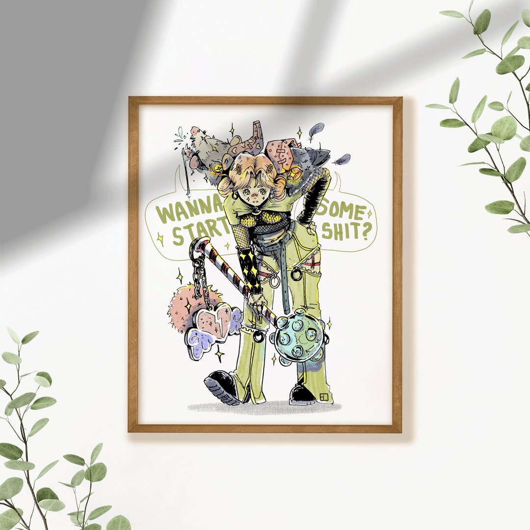 Cute Chimera Girls Ink Drawing Illustration | Possum and Raven | Artist ...