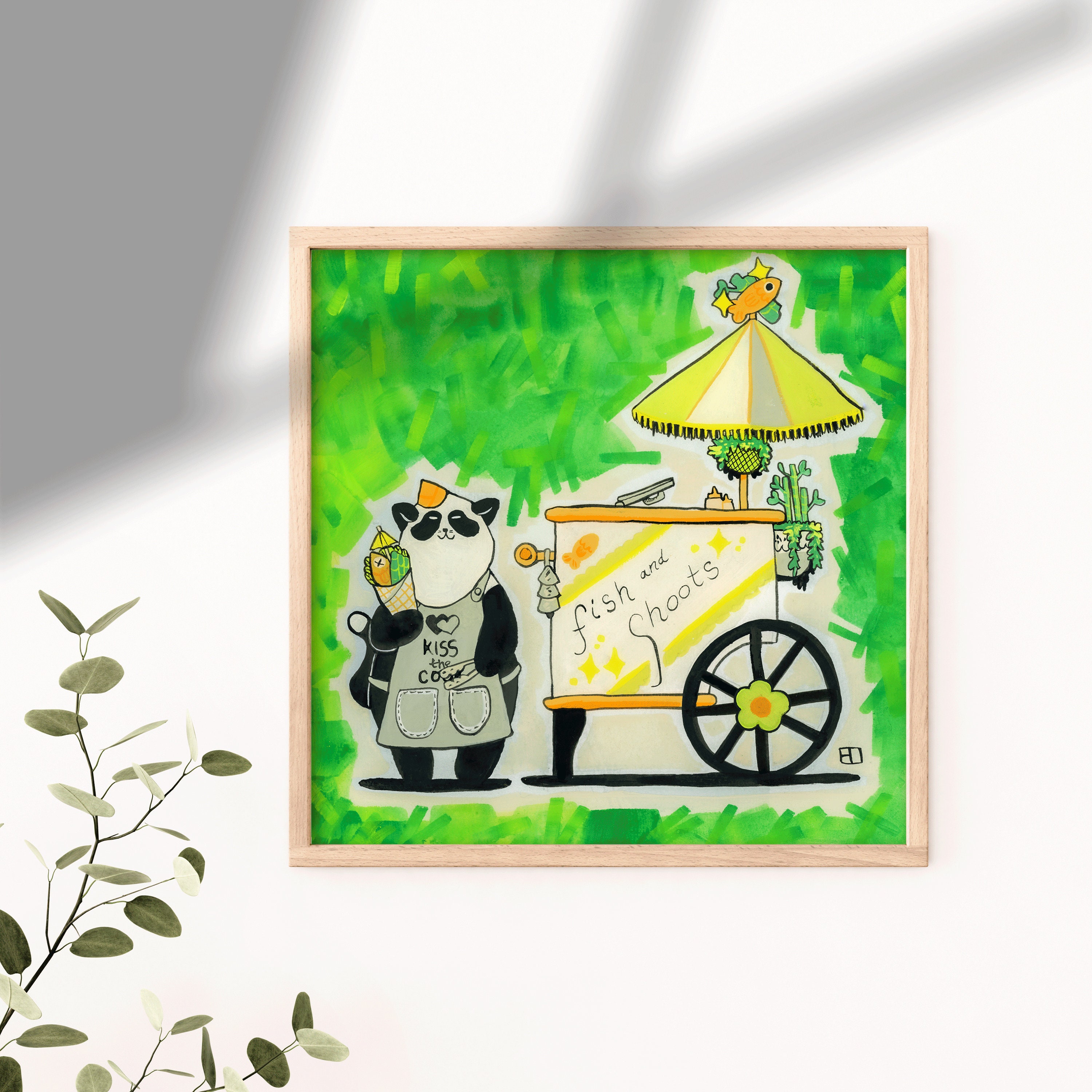 Cute Panda-cat Illustration Print | Gouache Illustration Print | Poster ...