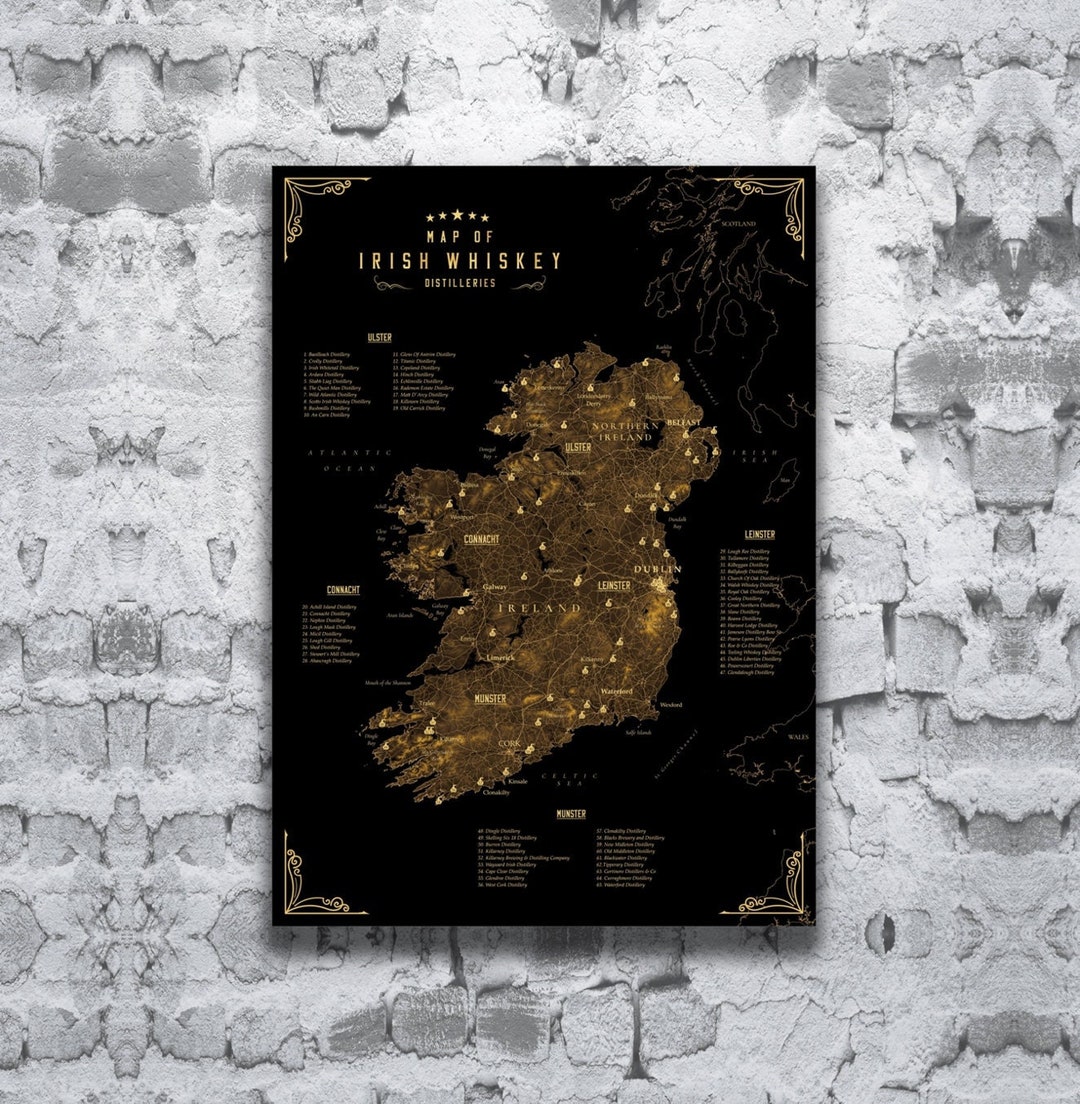 IRISH WHISKEY Ireland Éire Map of Irish Whiskey Map of Ireland Kitchen ...