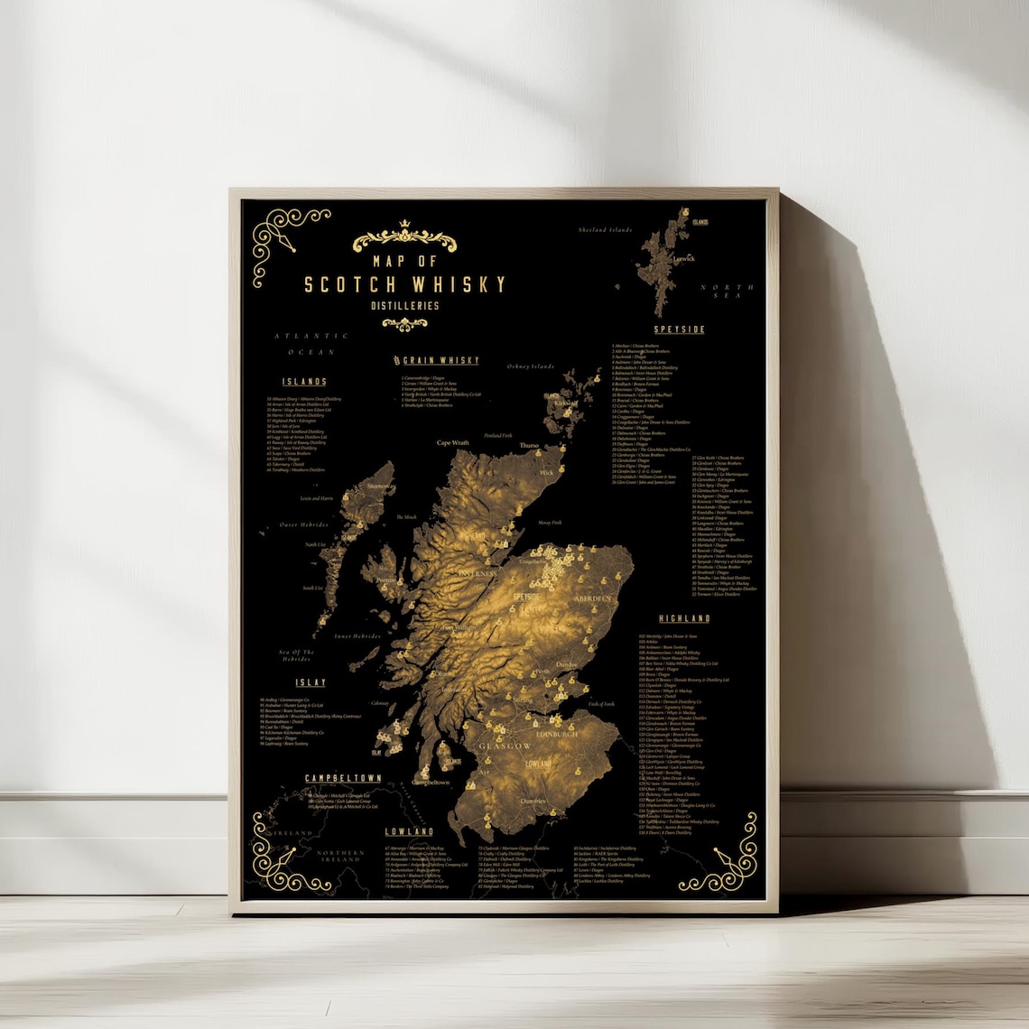 SCOTCH WHISKY Scotland Map of Whiskey Whiskey Distilleries Map Poster ...
