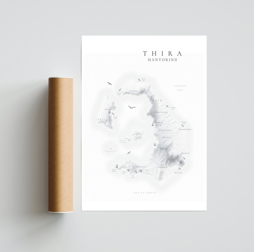 SANTORINI Greece Thira Σαντορίνη Mapart City Map Poster Summer Vibe ...