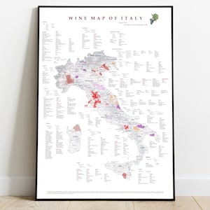WINE ITALY Wine Map Mappa Dei Vini D' Italia DOC Grapes Varieties Print ...