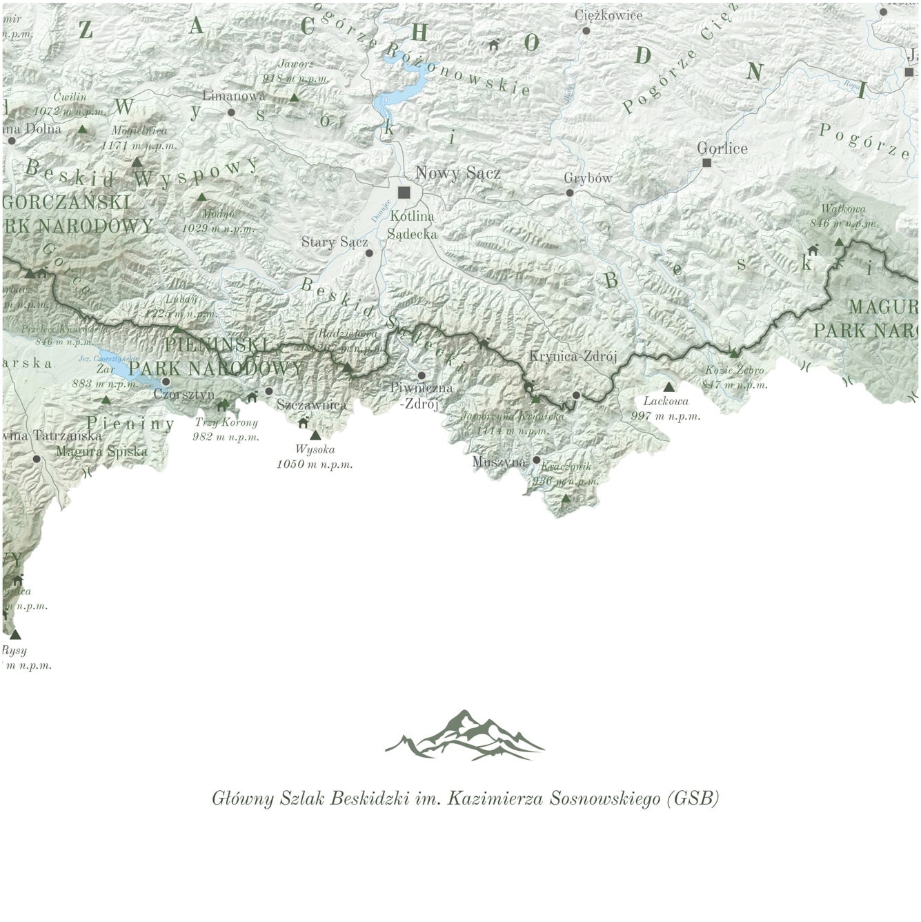 BESKID TRAIL Mapa principal de la ruta Beskid Polonia GSB Ruta ...