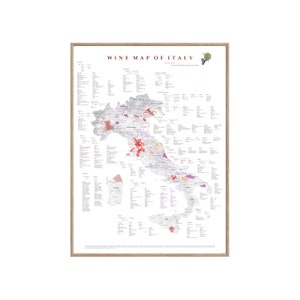 WINE ITALY Wine Map Mappa Dei Vini D' Italia DOC Grapes Varieties Print ...