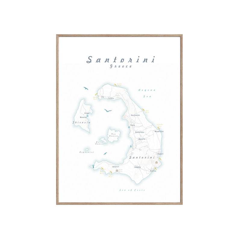 Greece Thira / Santorini // Mapart City Map Poster - Etsy UK