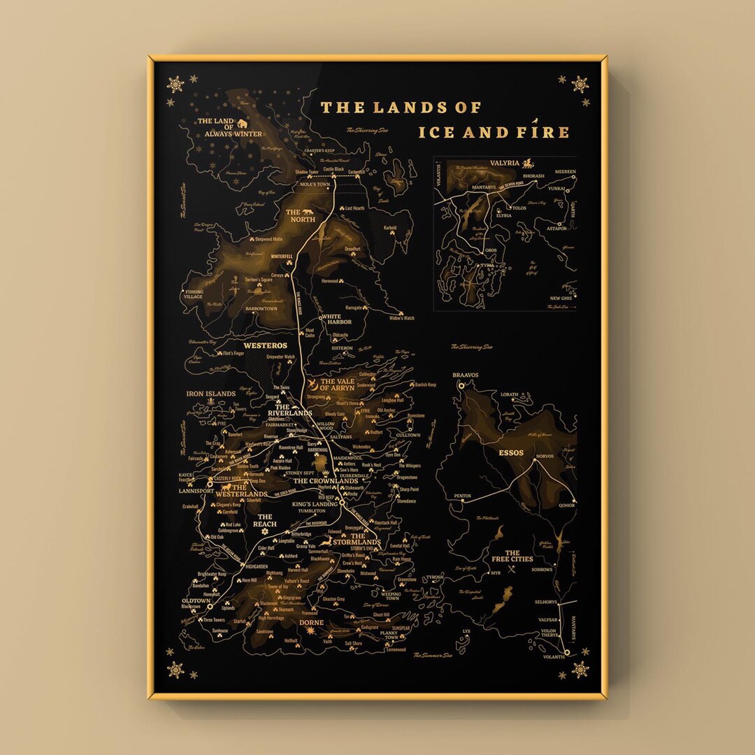 The Lands of Ice and Fire Fantasy Map Art Poster - Etsy UK