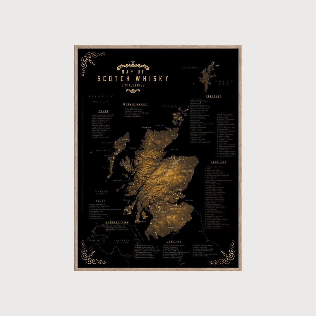 Scotland Map of Scotch Whisky / Whisky Map of Scotland // - Etsy