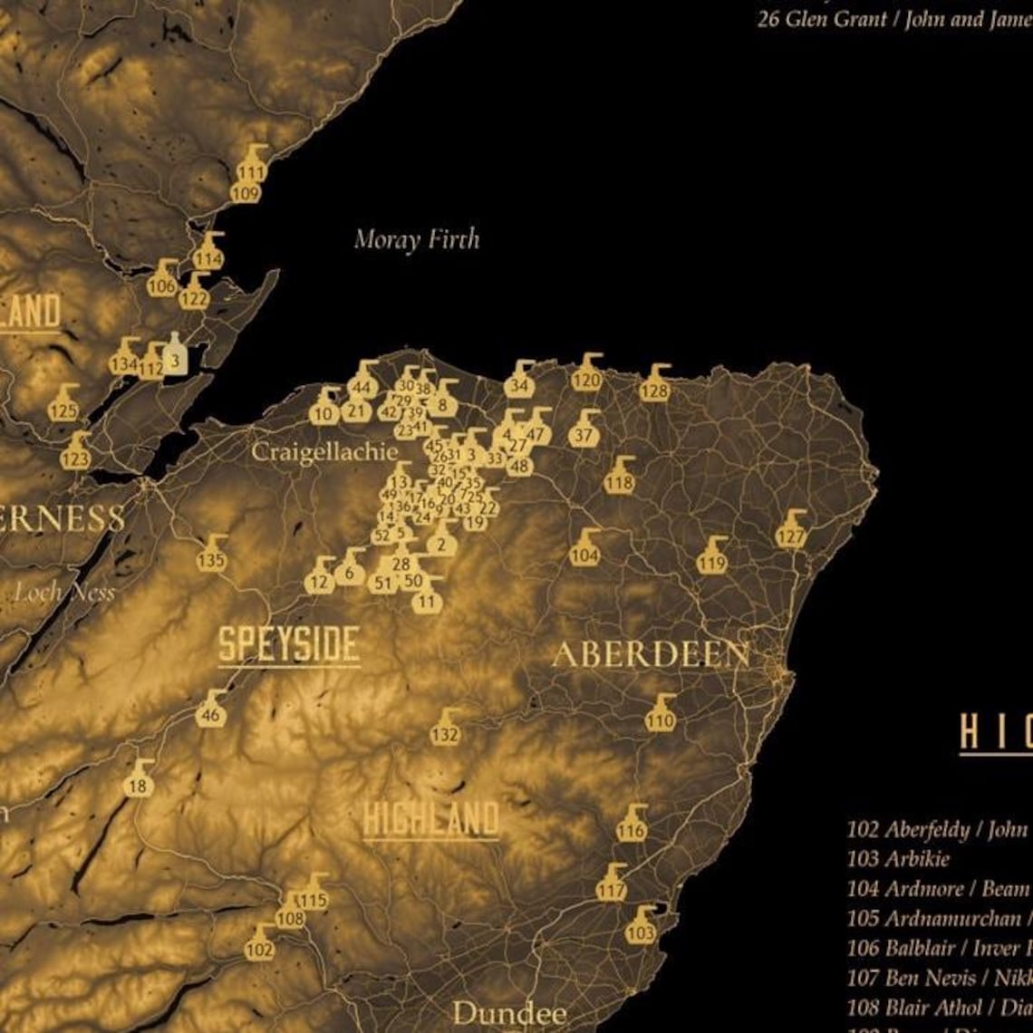 SCOTCH WHISKY Scotland Map of Whiskey Whiskey Distilleries Map Poster ...