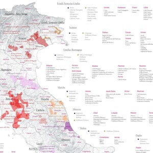 WINE ITALY Wine Map Mappa Dei Vini D' Italia DOC Grapes Varieties Print ...