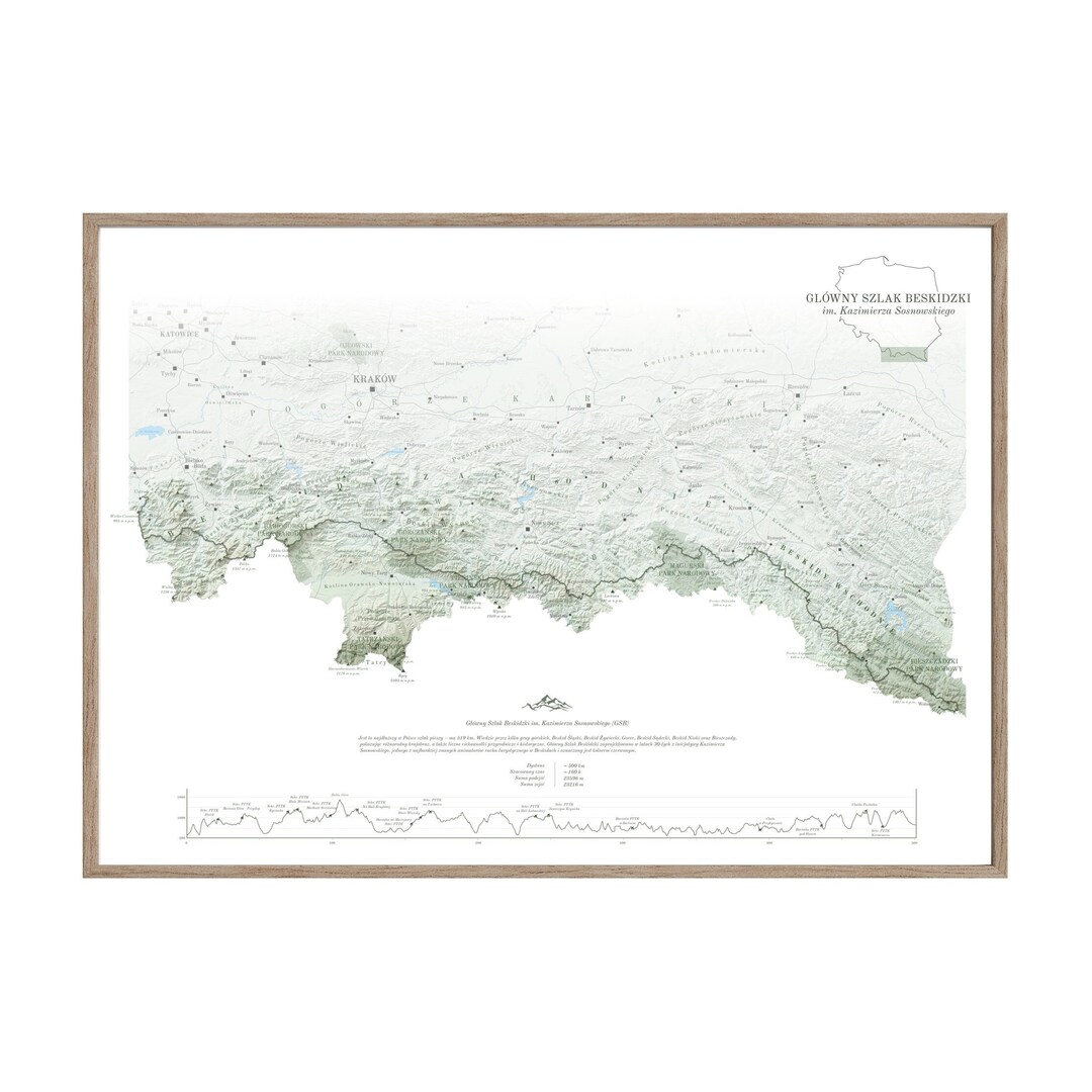 BESKID TRAIL Main Beskid Trail Map Poland GSB Główny Szlak Beskidzki ...