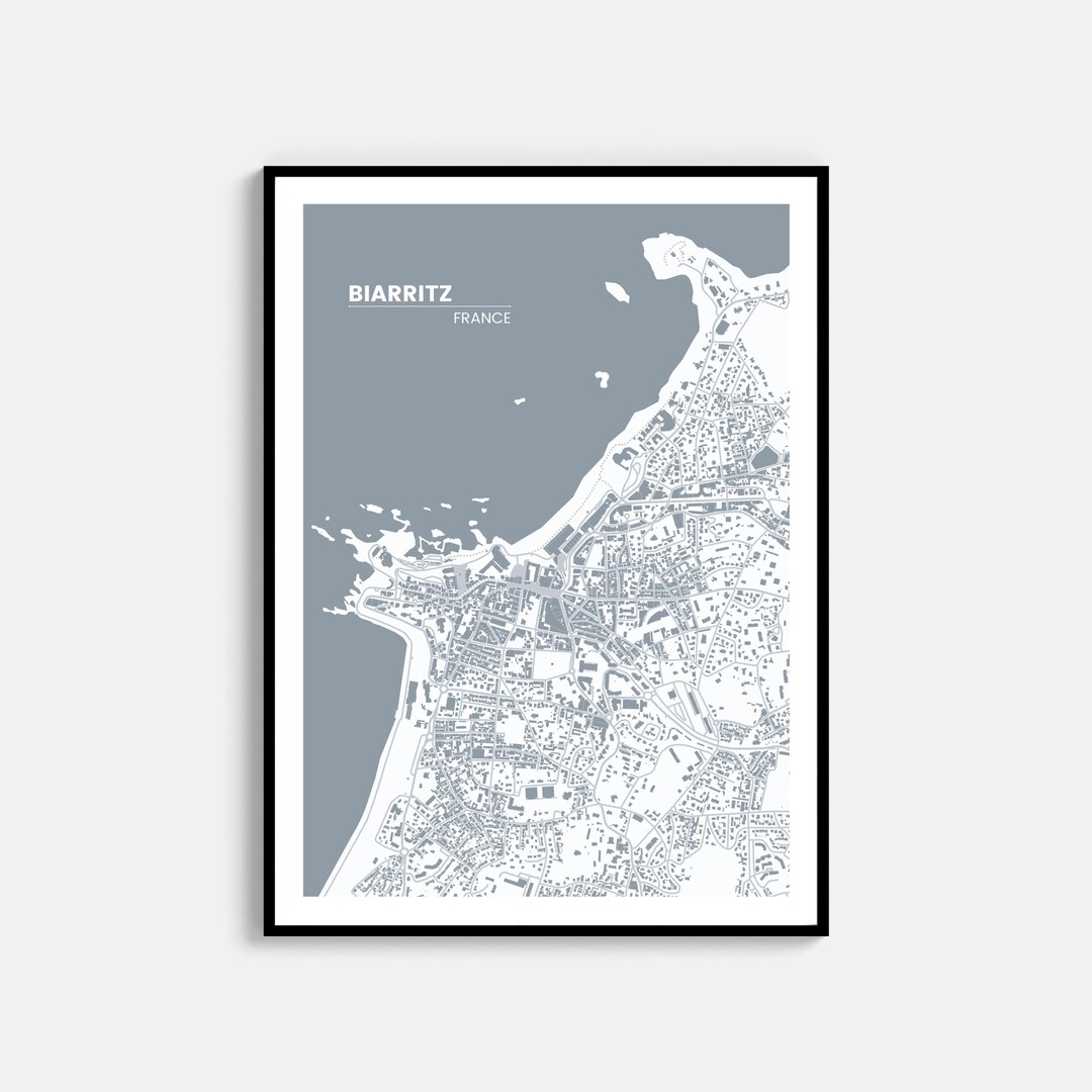 BIARRITZ France La Côte Des Basques Aesthetic Elegant Map Poster - Etsy