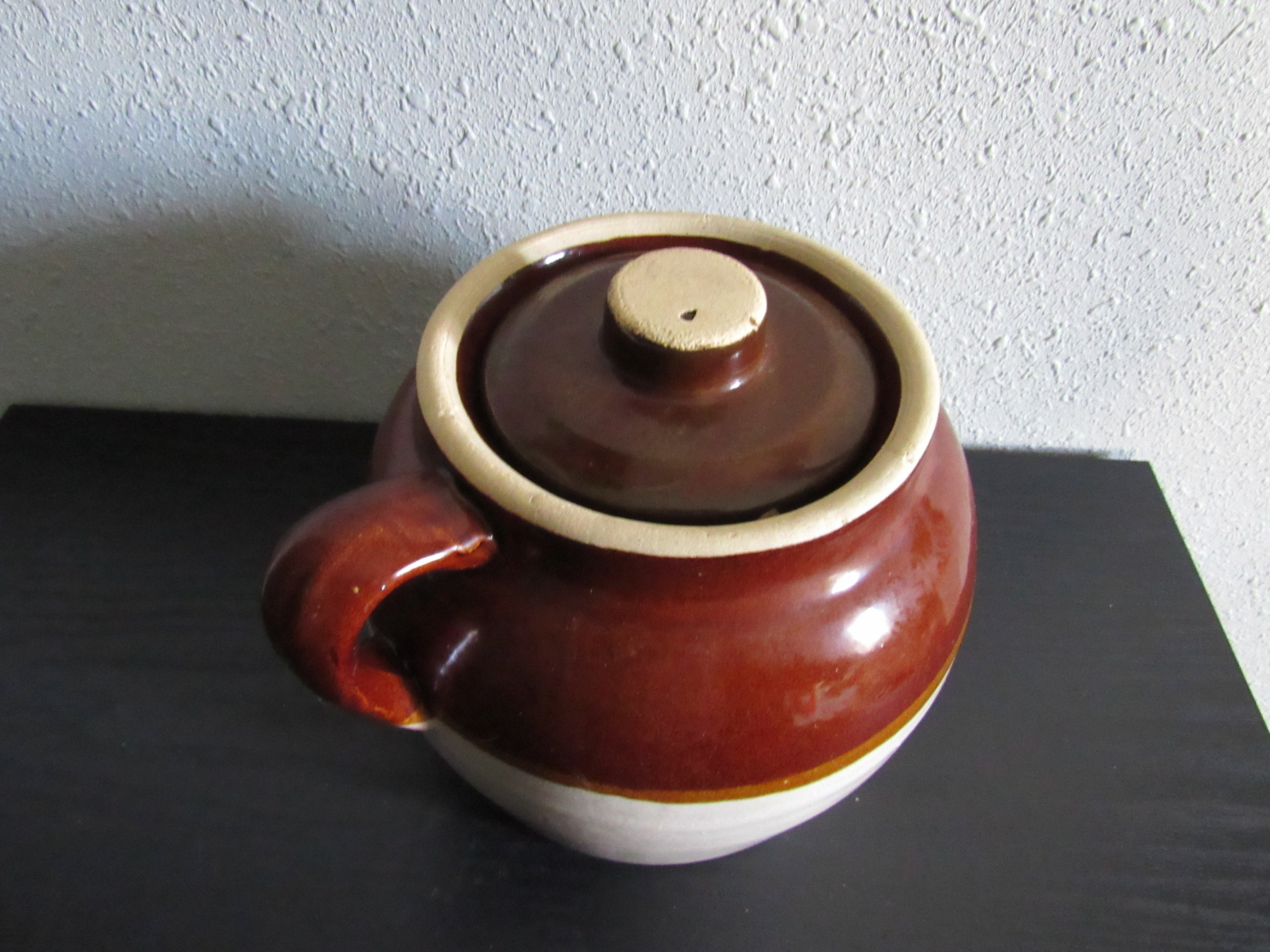 Vintage Bean Pot With Blue Stamp 2 Vintage Stoneware With Marking. USA ...