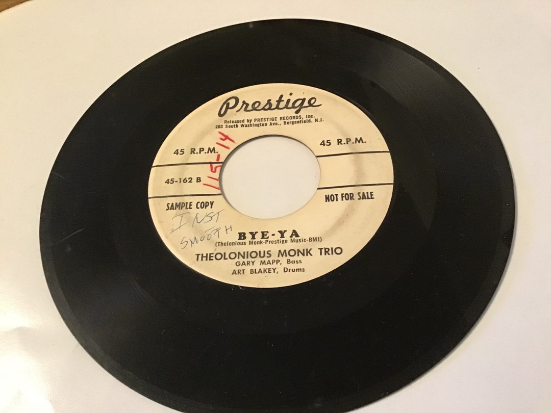 Theolonious Monk Trio Sample Copy jazz on Prestige Records 45 Rpm 162 ...
