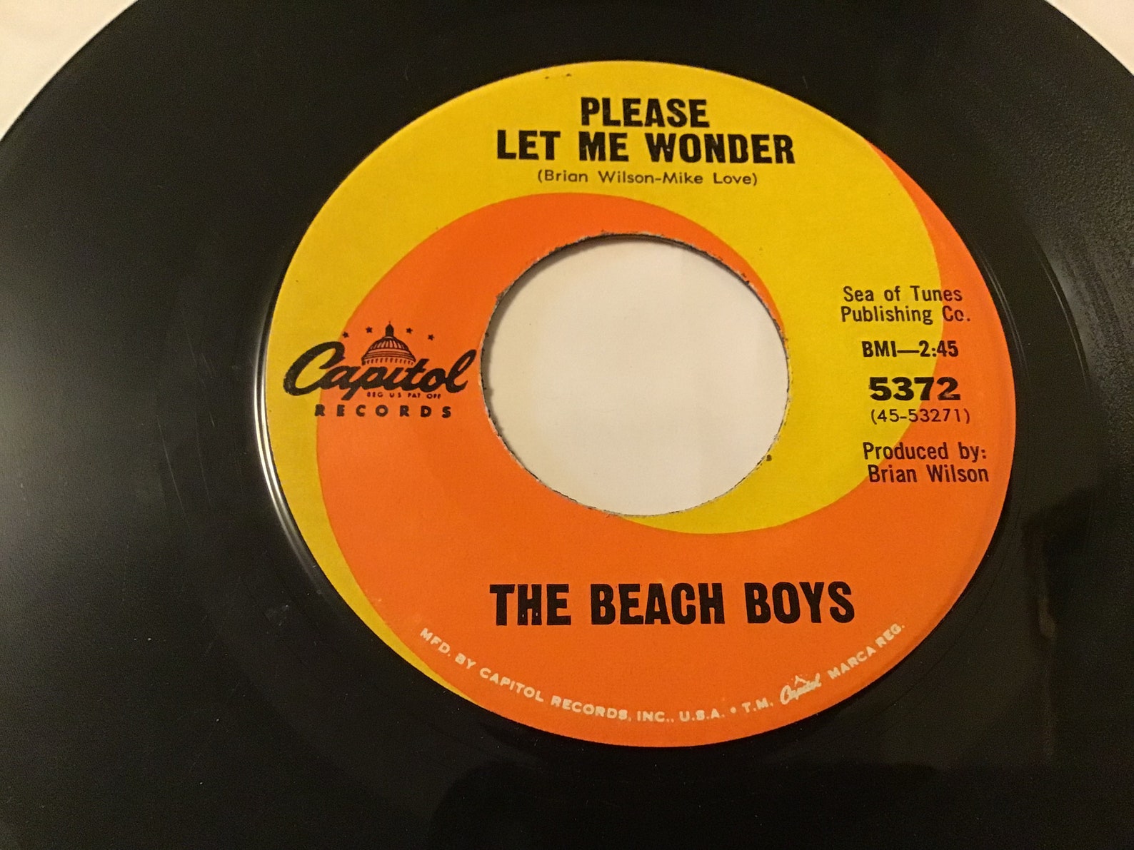 The Beach Boys With Picture Sleeve 45 Rpm Record on Capitol - Etsy