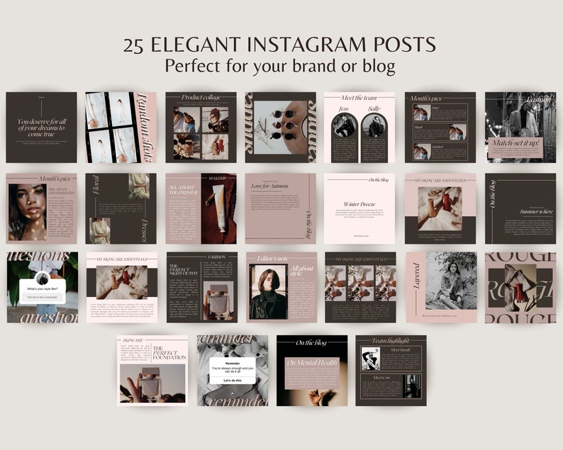 Instagram Post Templates for Brands and Bloggers | Editorial | Set of ...