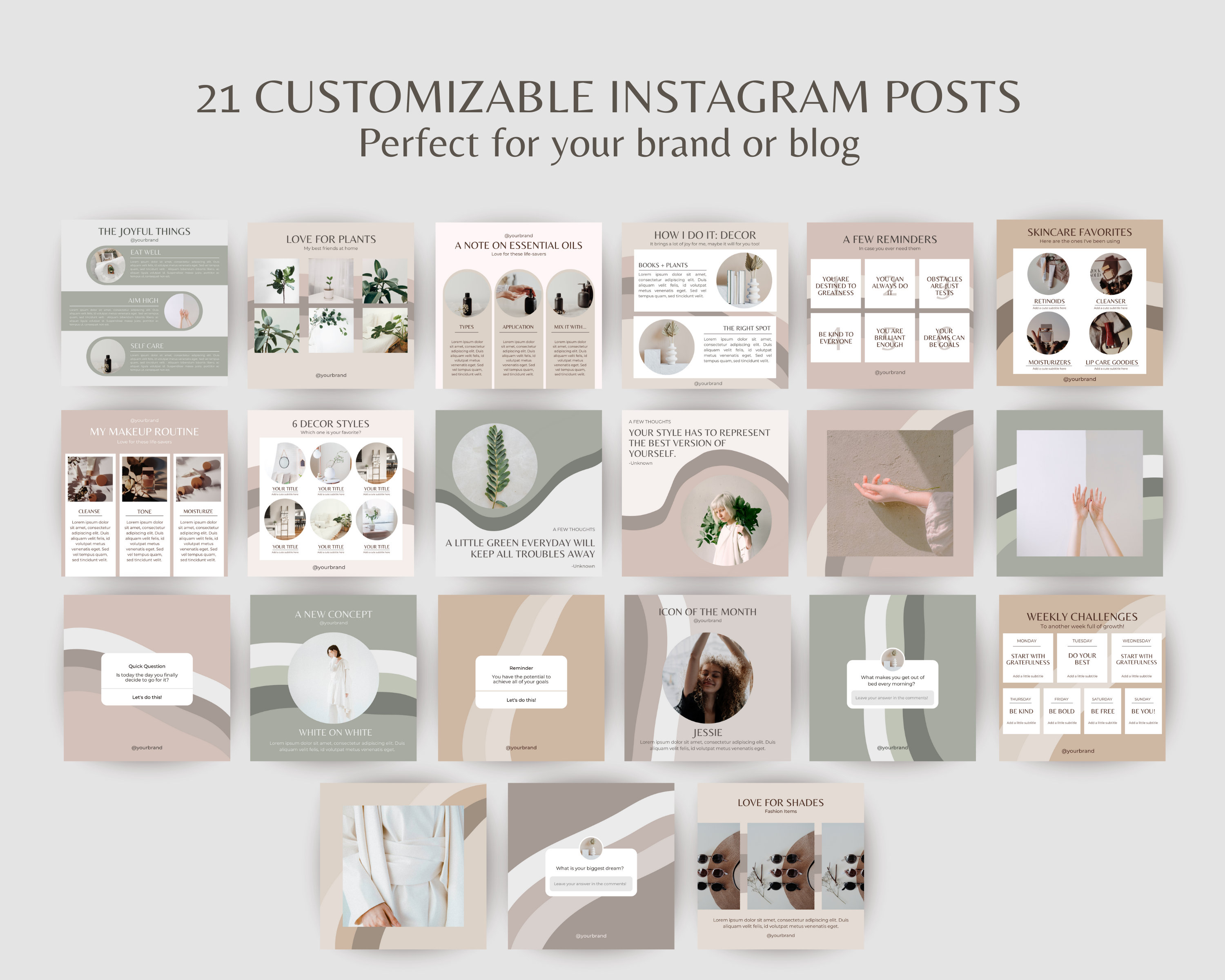 Instagram Post Templates for Brands and Bloggers | Pastel Dreams | Set ...