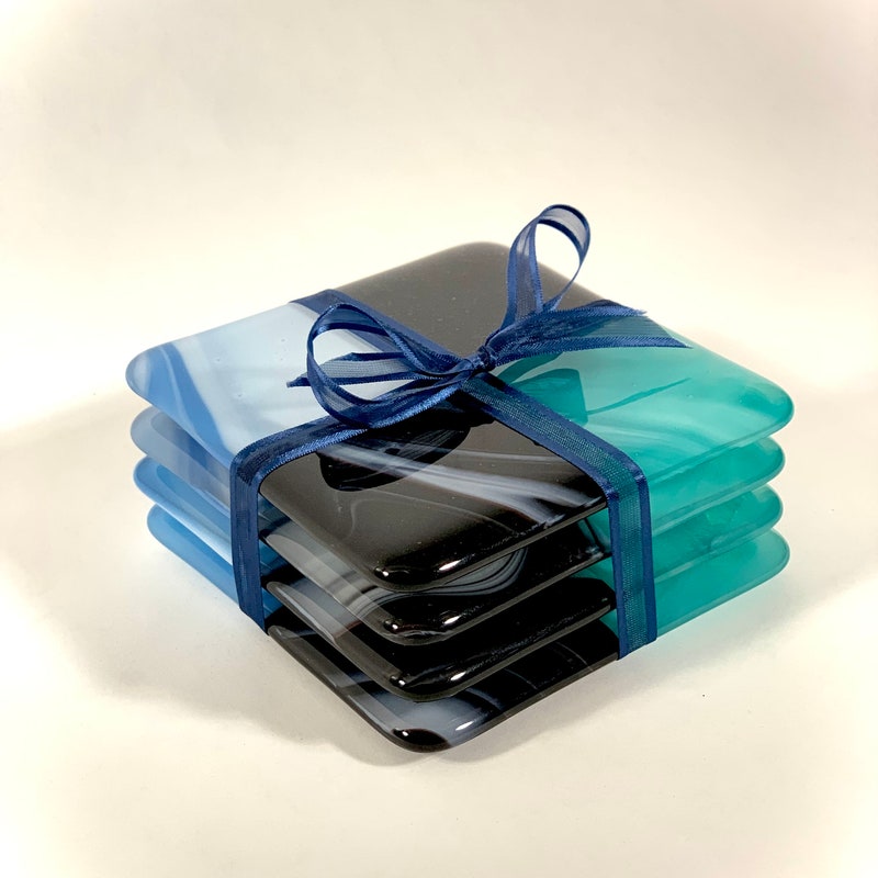 Blue Coaster Set - Etsy