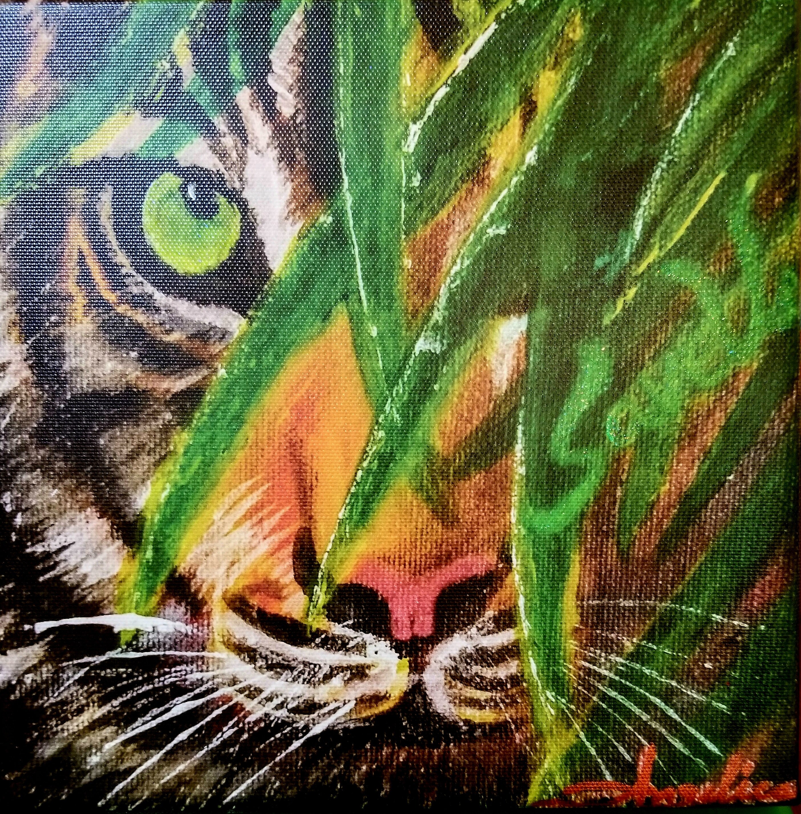 Tiger Hiding in Tall Grass Art Print on Canvas 8 X - Etsy