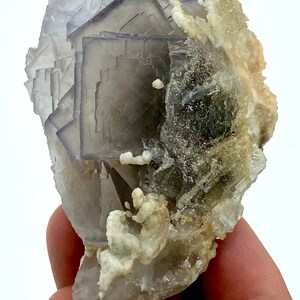 207 Gram Unique Gray Phantom FLUORITE With CALCITE Crystal Specimen ...