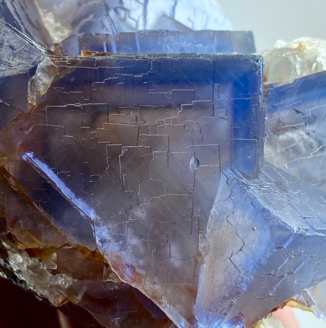 306 Gram Amazing BLUE Line Phantom FLUORITE With CALCITE Specimen From ...