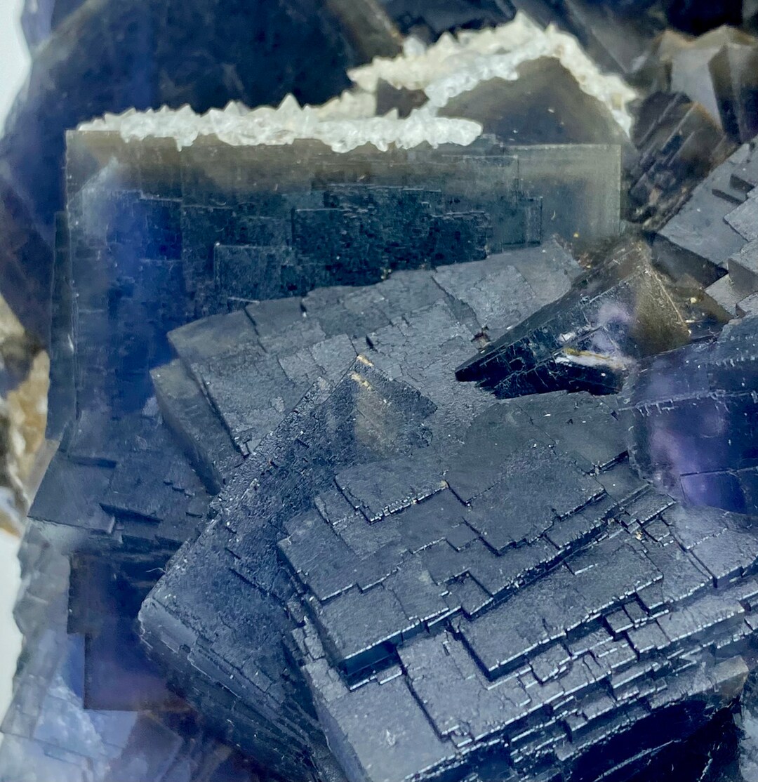 3600 Gram Unique Blue/gray Phantom FLUORITE With CALCITE Specimen From ...