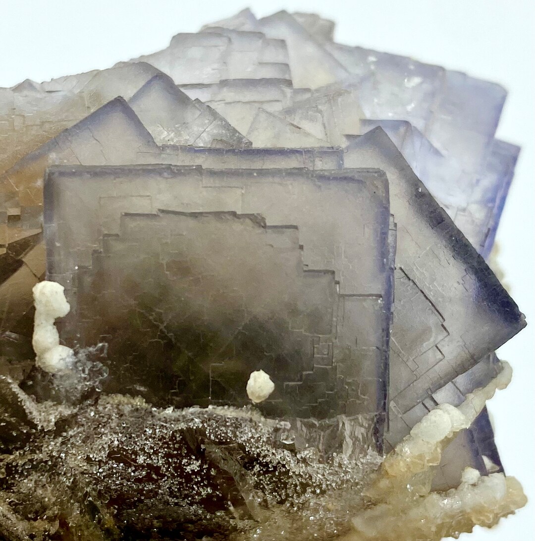 207 Gram Unique Gray Phantom FLUORITE With CALCITE Crystal Specimen ...