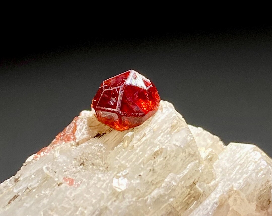 24 Carat Unique Cute Small Piece! Spessartine GARNET Crystal on Matrix ...