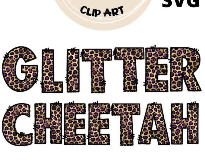 Purple Glitter Cheetah Print Doodle Font, SVG PNG (digital Download) - Etsy