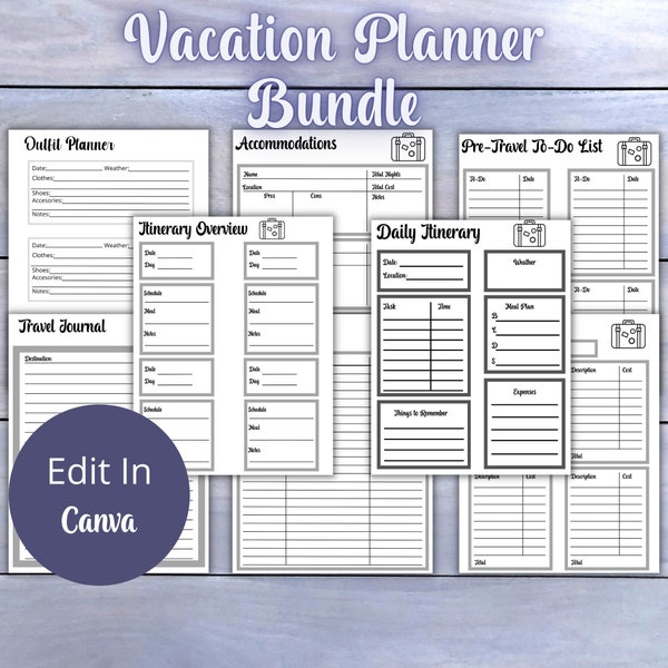Places to Visit Itinerary Template - Etsy