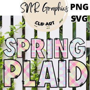 Spring Plaid Doodle Letters PNG With Doodle Outline, Easter Font SVG ...