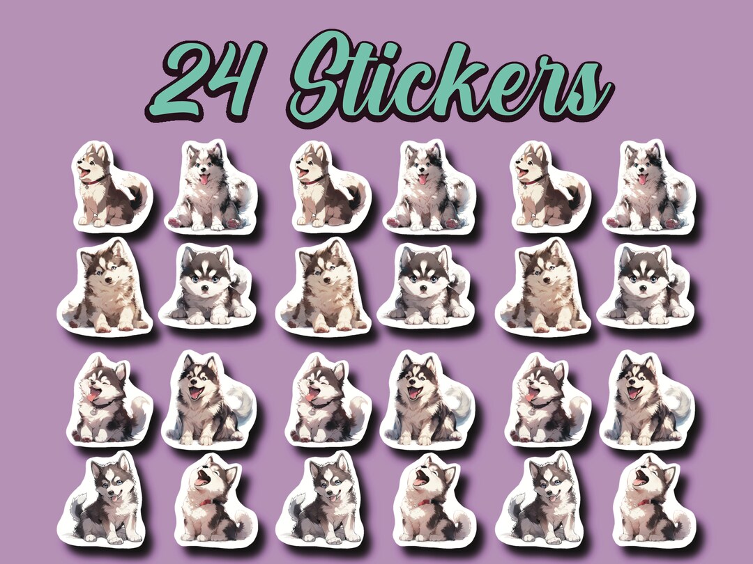 Anime Husky Dog Stickers, Set of 24 Stickers, Journal Sticker, Die Cut ...
