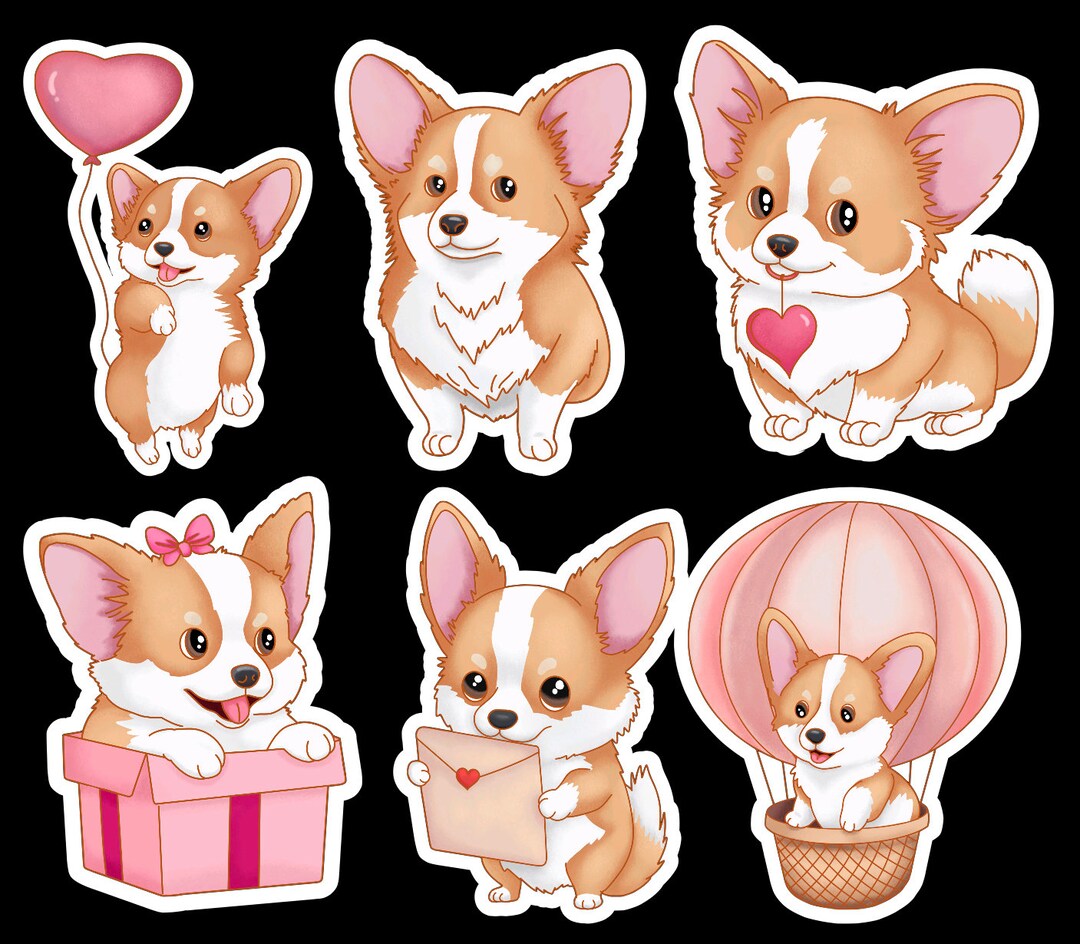 Cute Corgi's Set of 24 Stickers, Sticker, Journal Sticker, Die Cut ...
