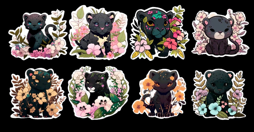 Panther, Set of 24 Sticker, Sticker, Journal Sticker, Die Cut Stickers ...