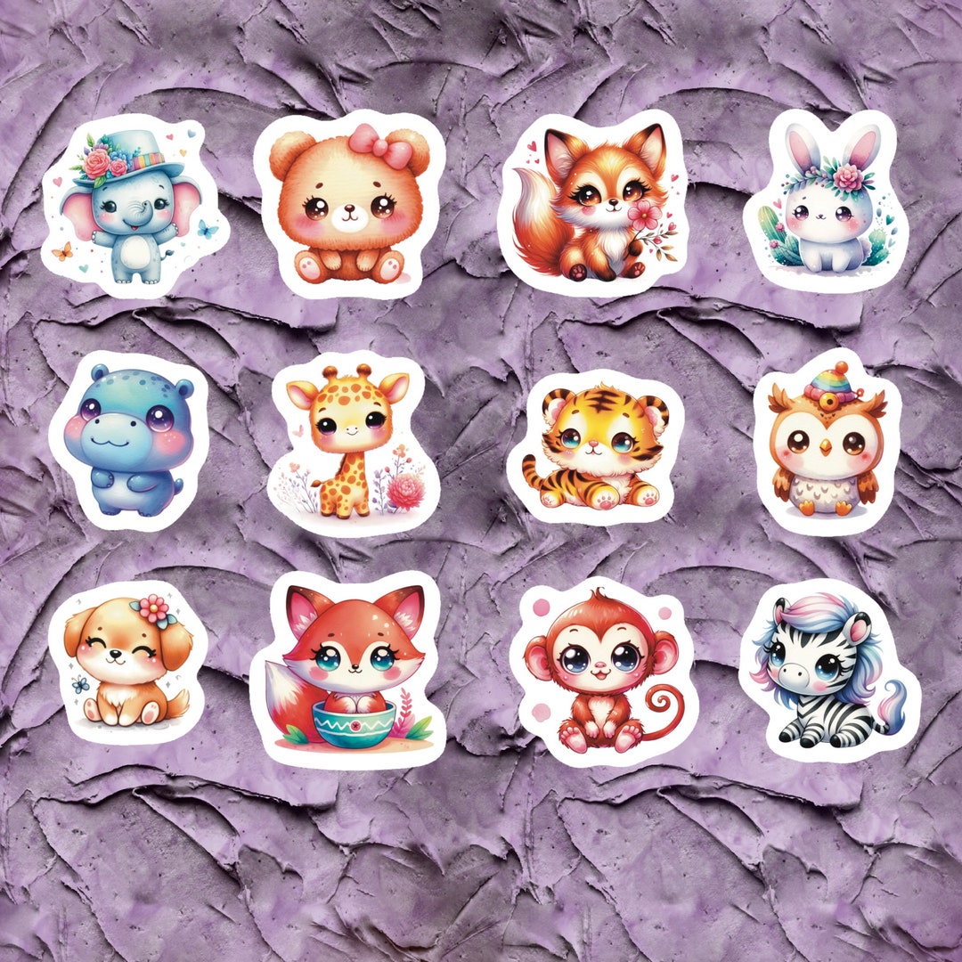 Cute Baby Animal Stickers, Set of 24 Stickers, Baby Stickers, Baby ...