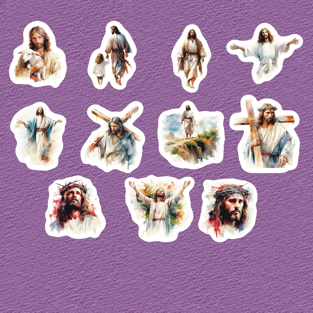 Jesus Stickers, Set of 22 Stickers, Religious Stickers, Cross Stickers ...