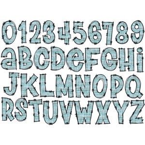 Rustic Doodle Letters PNG With Doodle Outline, Boho Clipart Alphabet ...