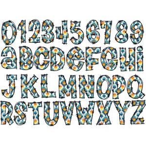 Aztec Doodle Letters PNG With Doodle Outline, Boho Clipart Alphabet ...